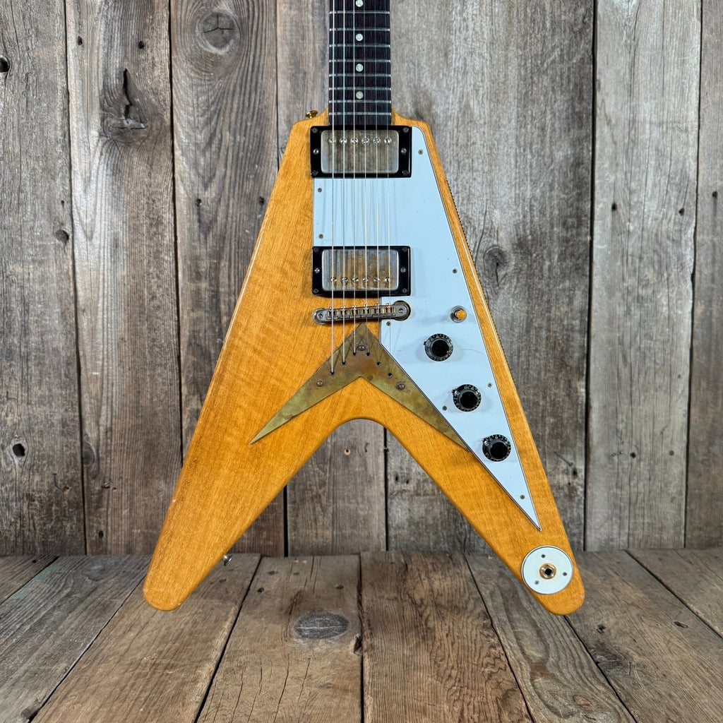 SOLD - Brian Monty 1958 Flying V replica Natural – Mahar's Vintage Guitars